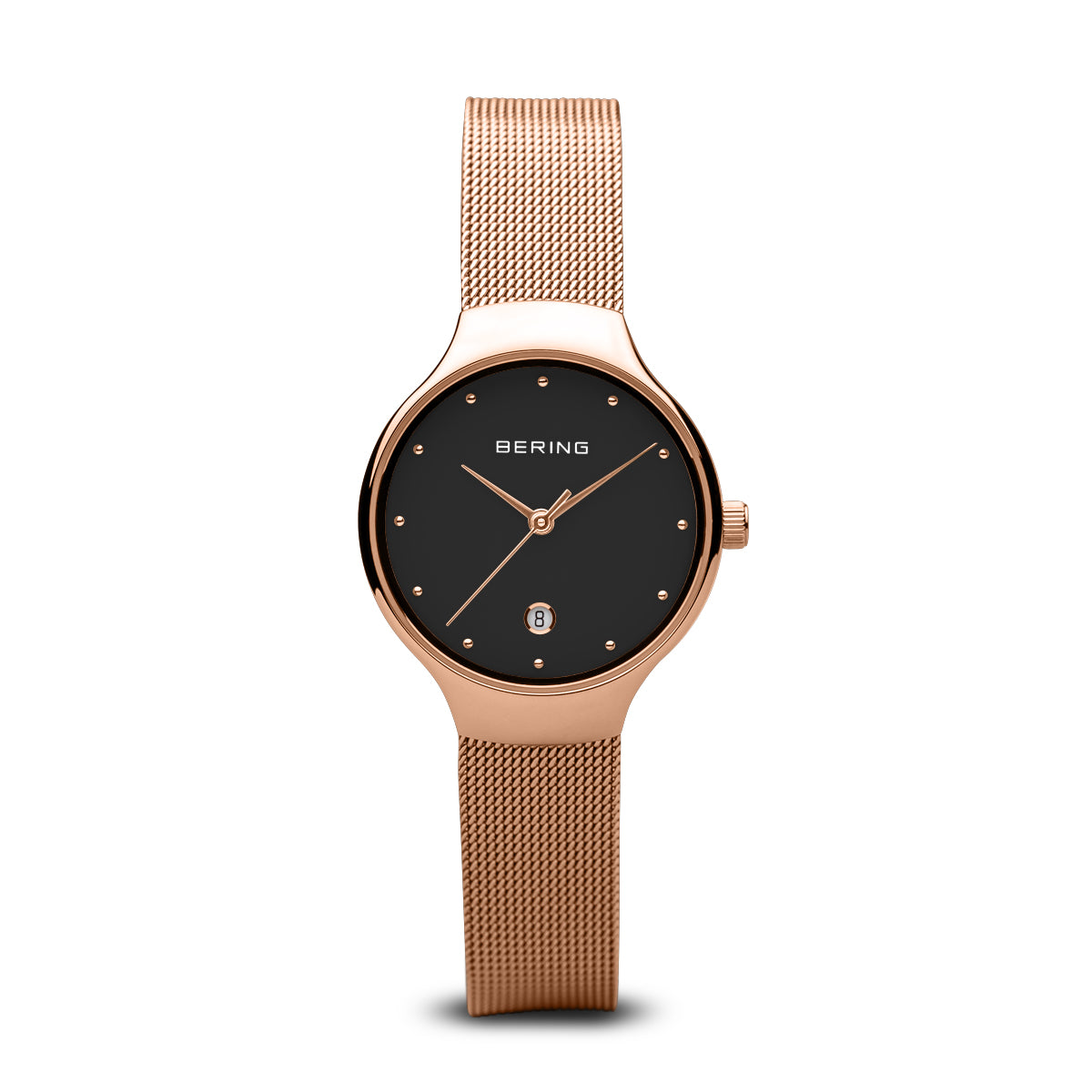 Bering Classic Polished Rose Gold Mesh Watch | PEROZ Australia