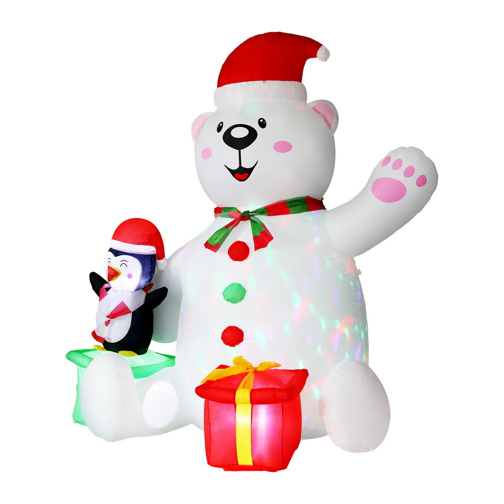 Jingle Jollys Christmas Inflatable Bear 1.8M Height LED Outdoor Decora ...