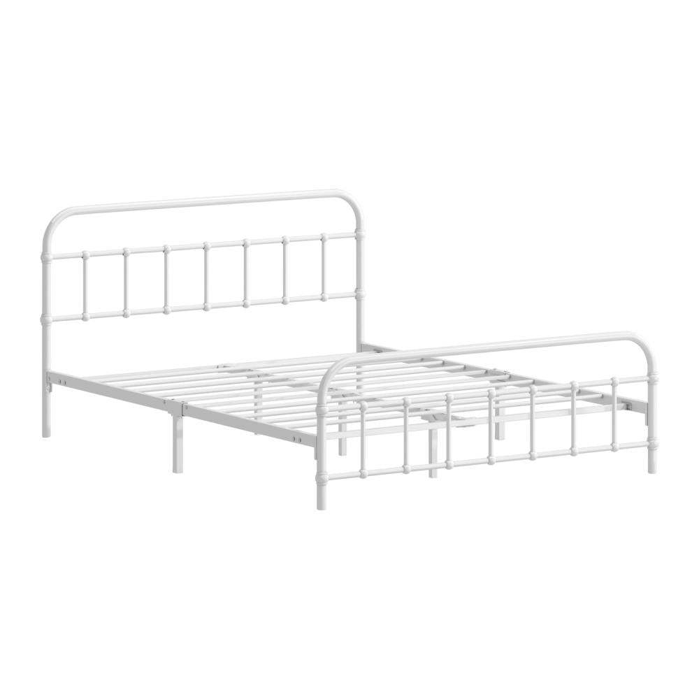 Oikiture Bed Frame Metal Double Size Bed Platform White – PEROZ