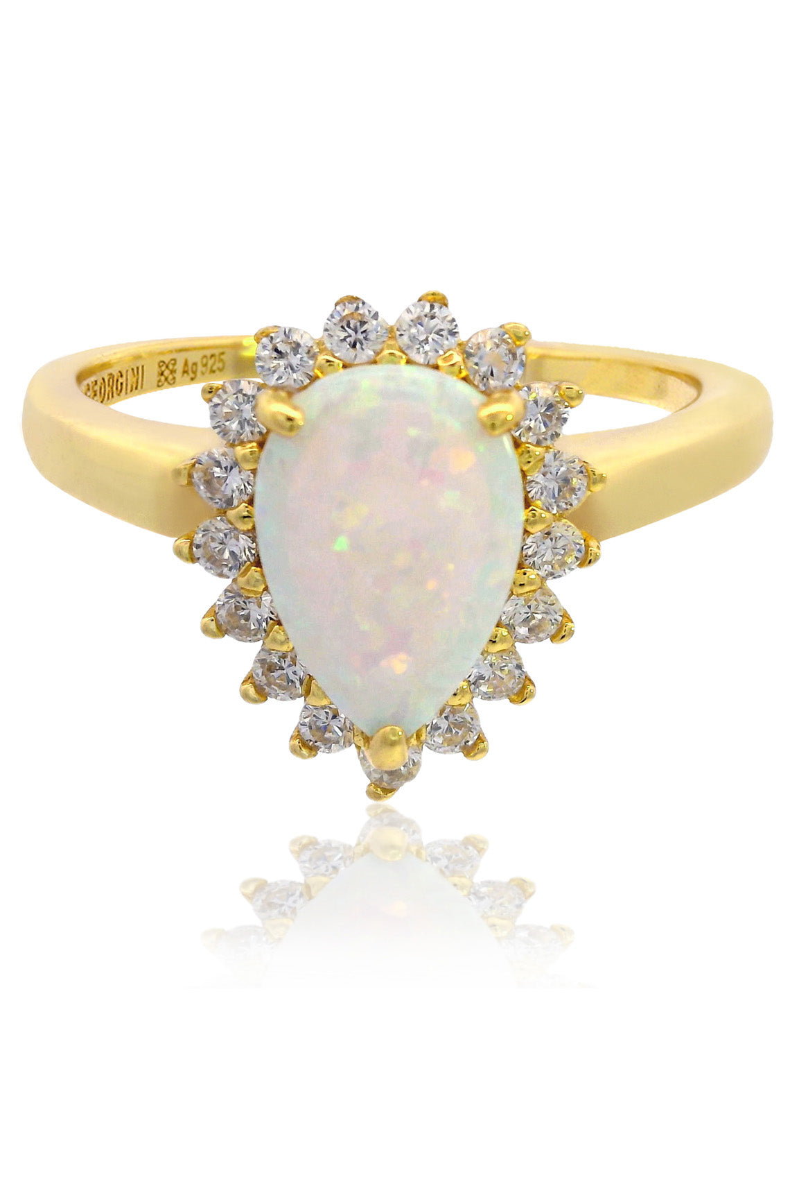 OPAL GLOW ROZELLE WHITE CREATED OPAL RING GOLD | PEROZ Australia